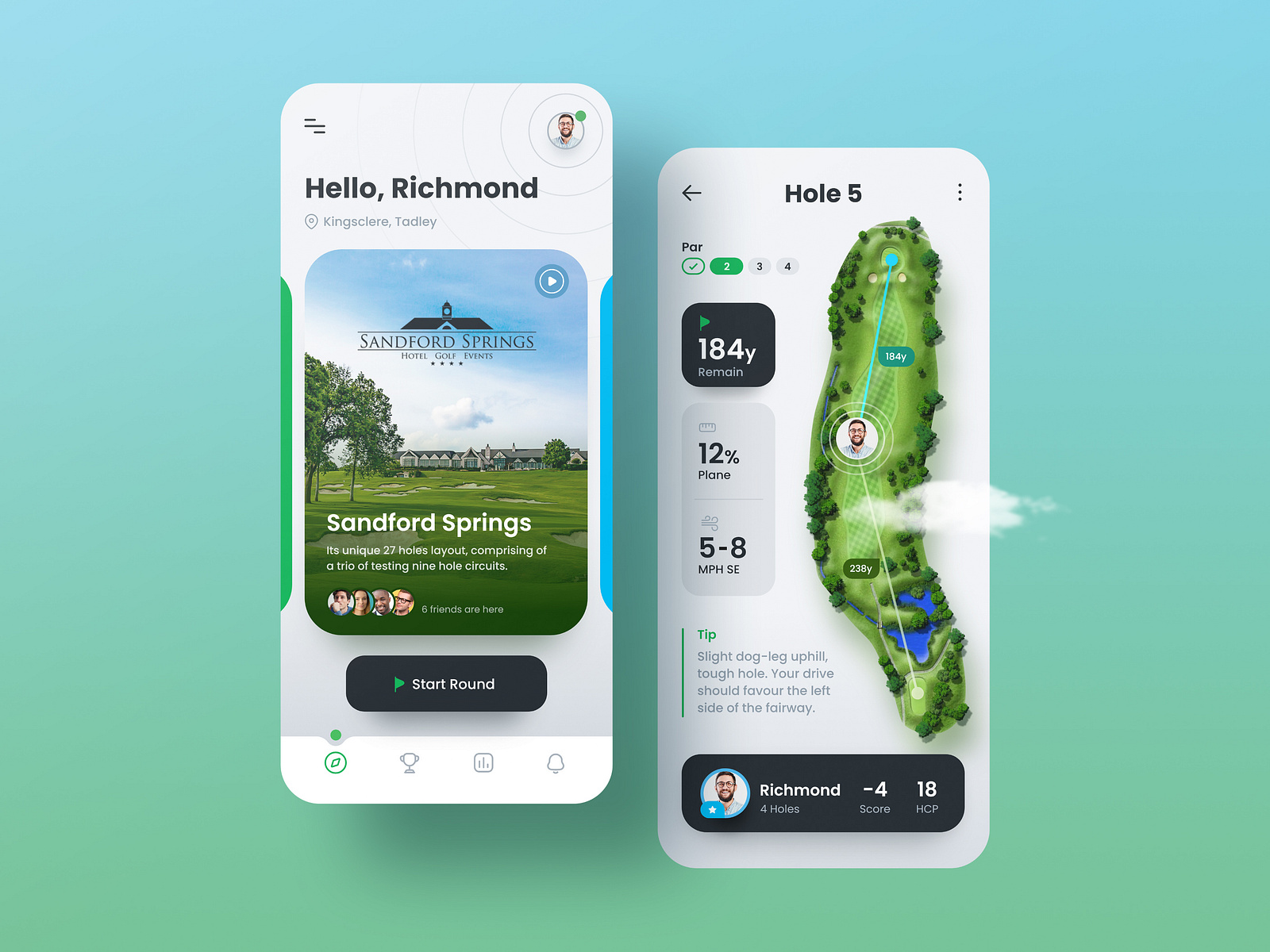 Golf Tracking App UI concept by SINTHAI on Dribbble