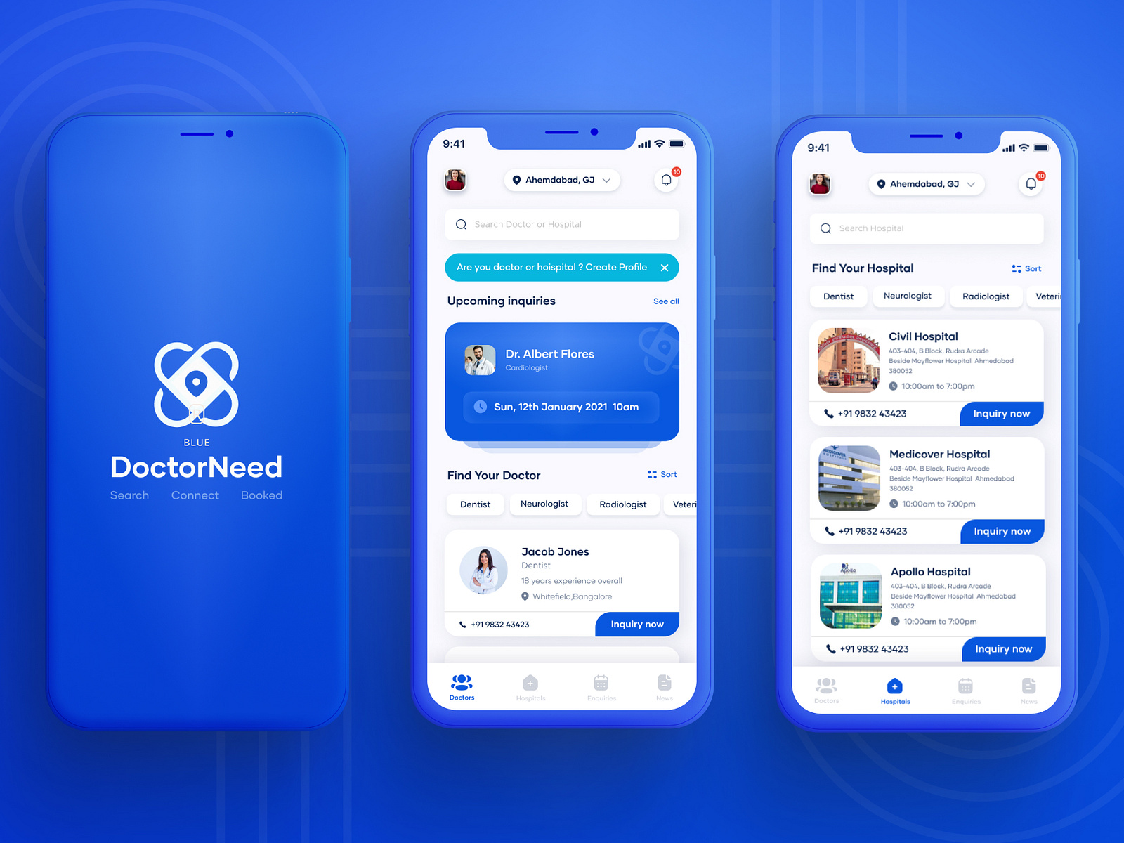 Find Doctor Mobile App Design by Mohit Pansuriya on Dribbble
