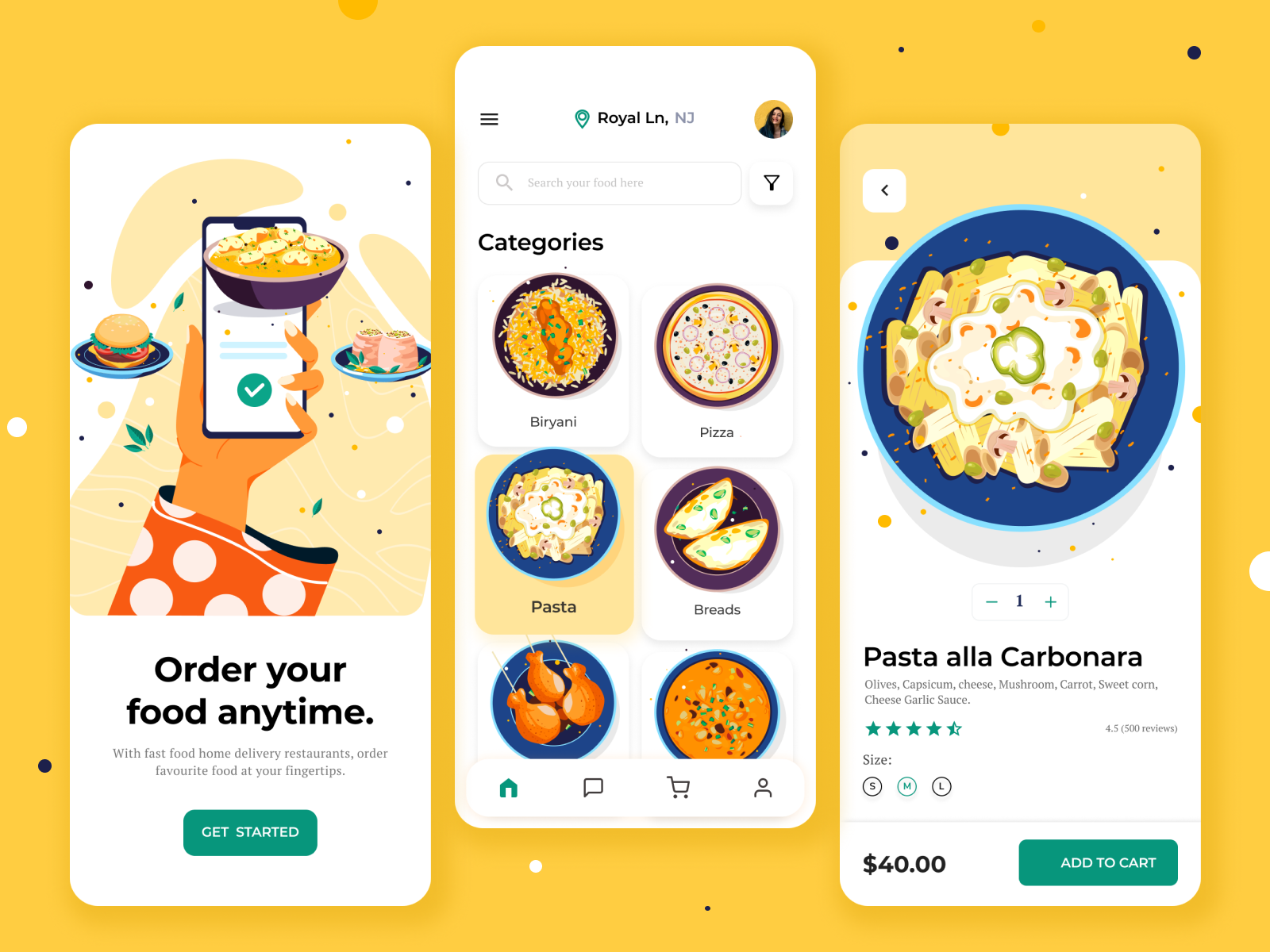 Food ordering mobile app by Galaxy UX Studio on Dribbble