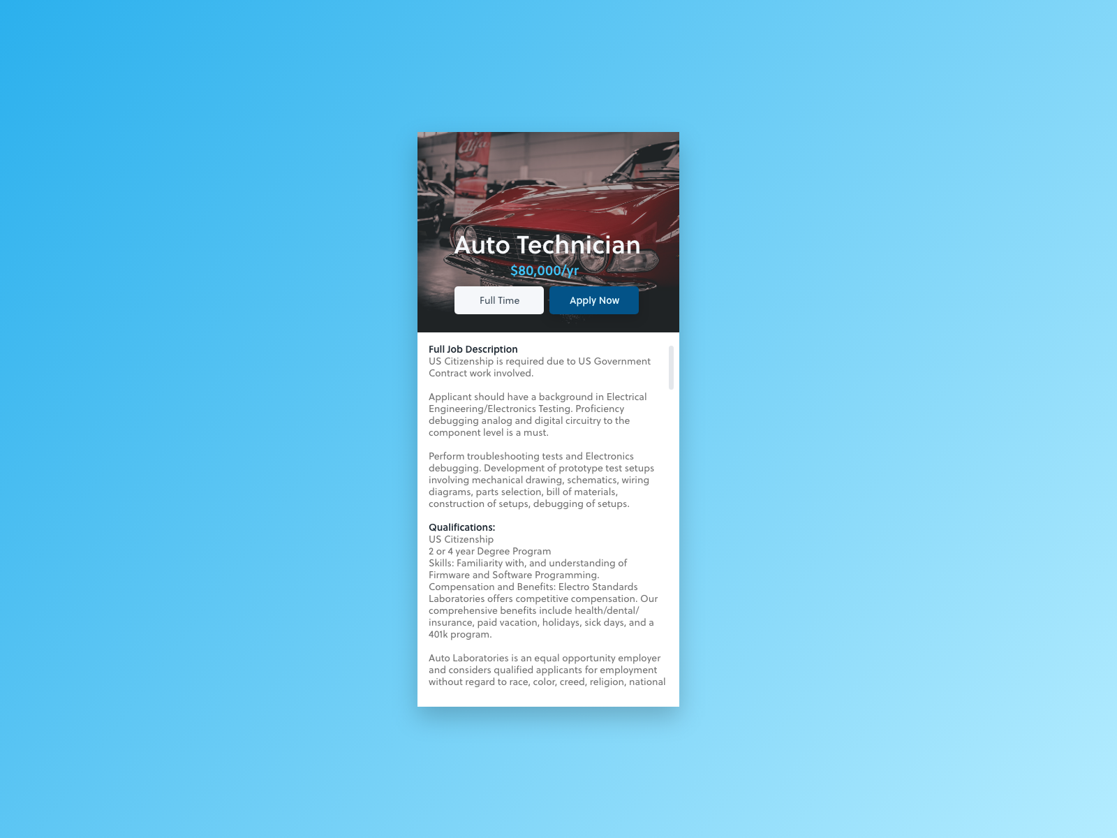 Daily UI 50- Job Posting by Gabriel Lantigua on Dribbble