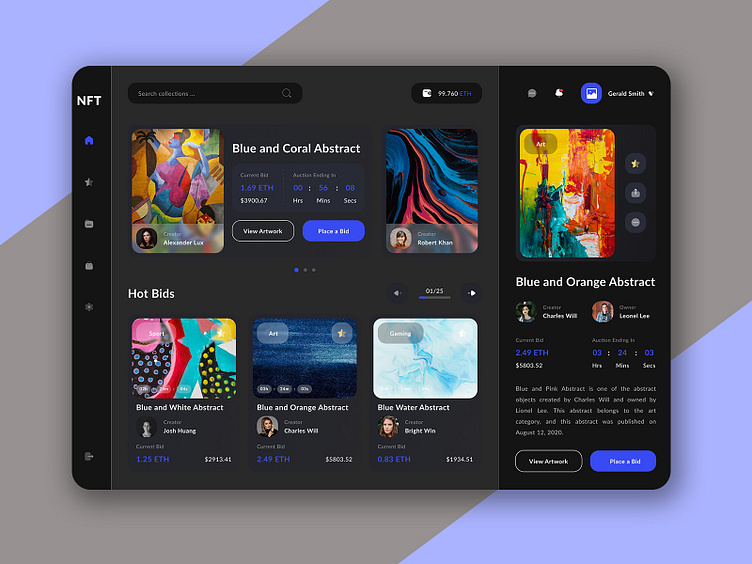 Interactive Dashboard For NFT Website by Pixelette Technologies on Dribbble