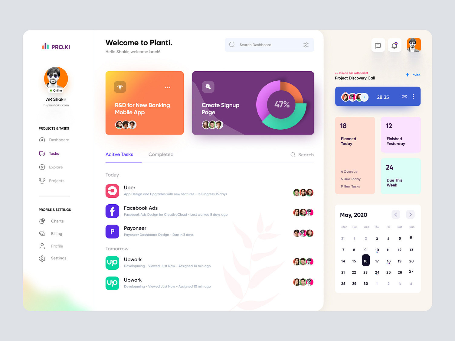Project Management dashboard ui concept by AR Shakir for Orizon: UI/UX ...