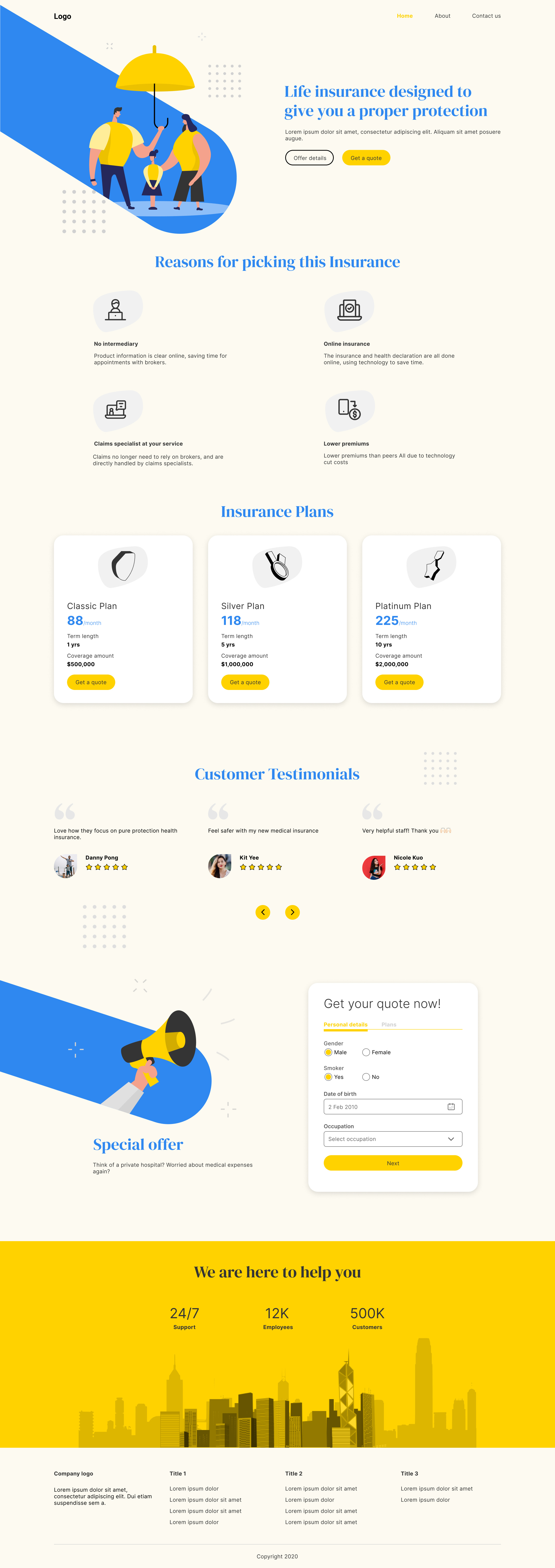 Insurance landing page design by Najeeb Shah on Dribbble