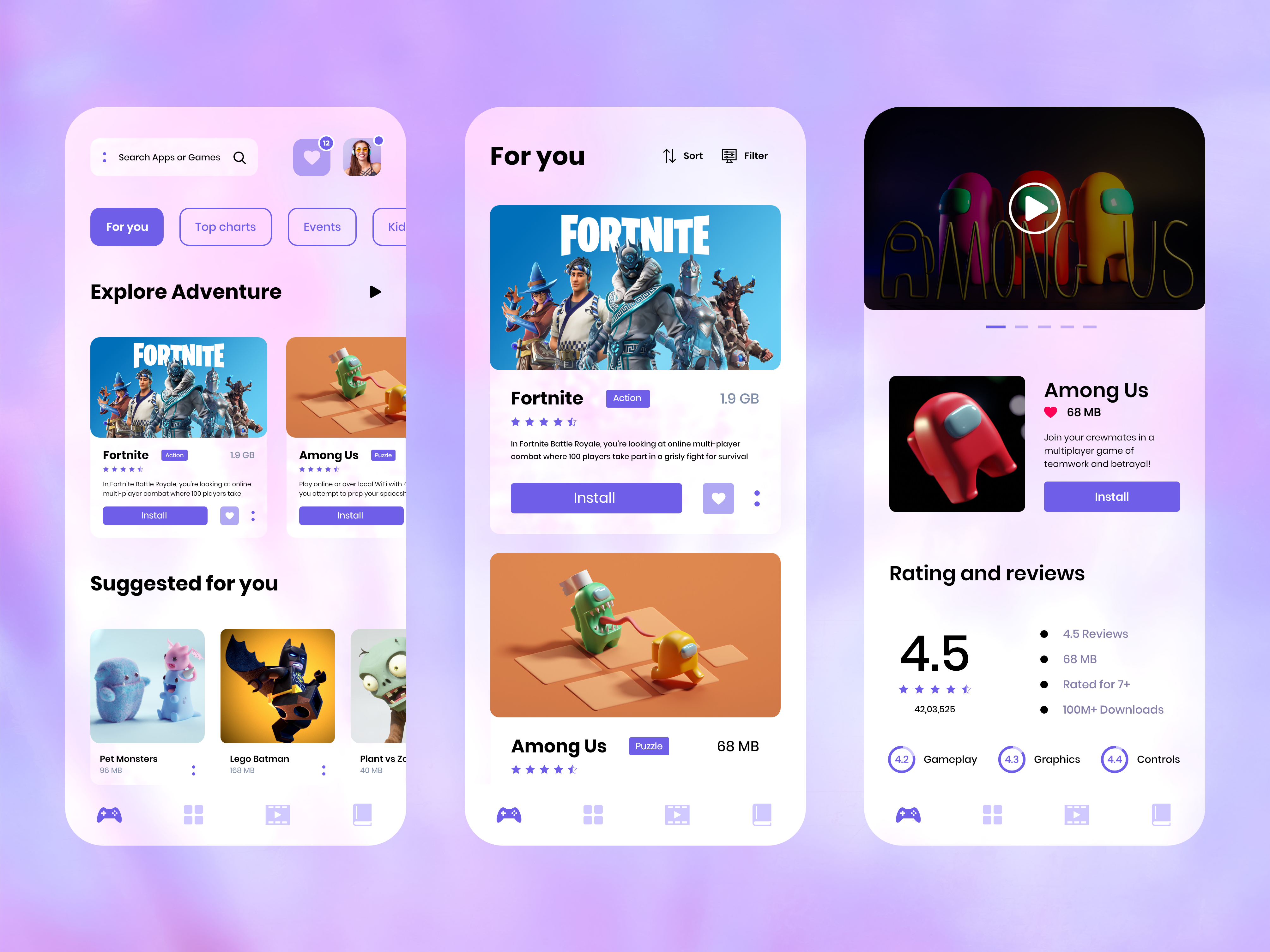 Alternate UI for playstore by Eaxgor on Dribbble