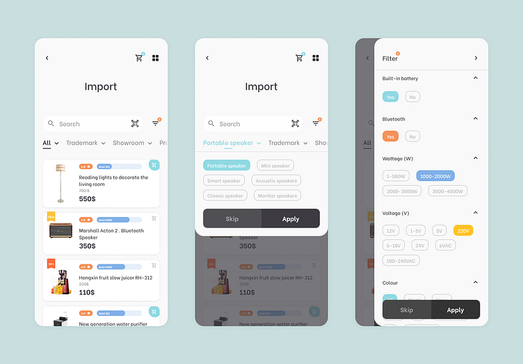 Ui mobile - filter by Hoai-Thu on Dribbble