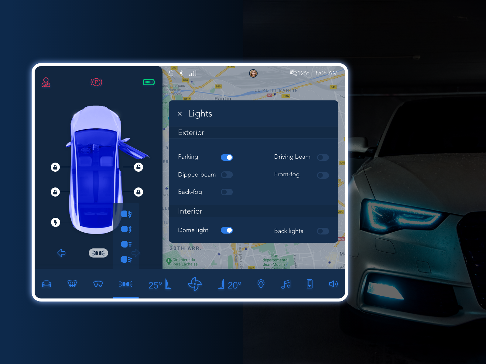 DailyUI - 034 - Car Interface by LEILA GIRARD on Dribbble