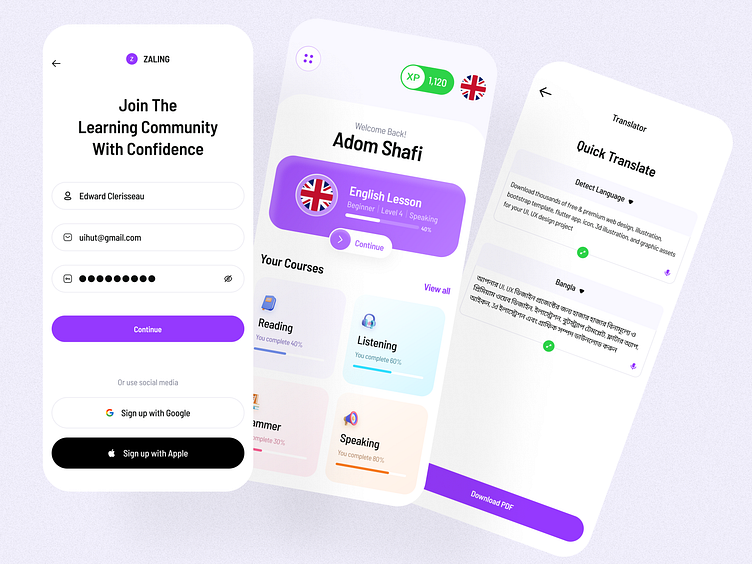 Language Learning App by Mansurul Haque on Dribbble