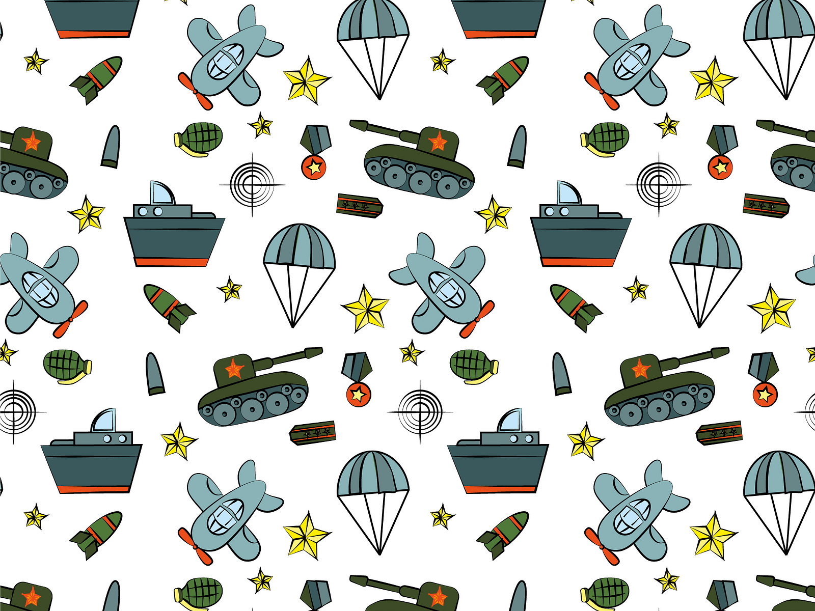 pattern with military equipment by Tatiana Popova on Dribbble