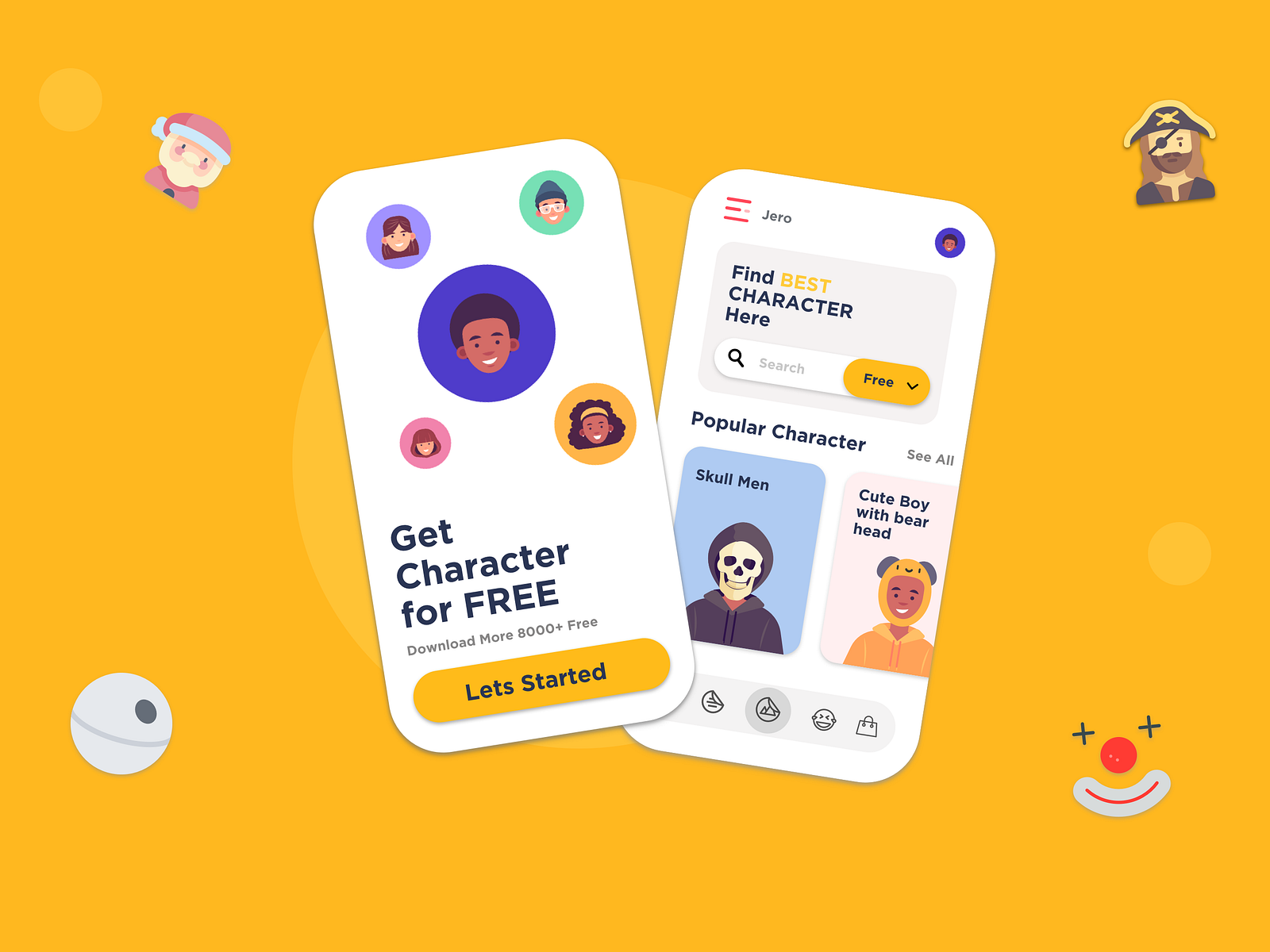 Character UI design by Adijero on Dribbble