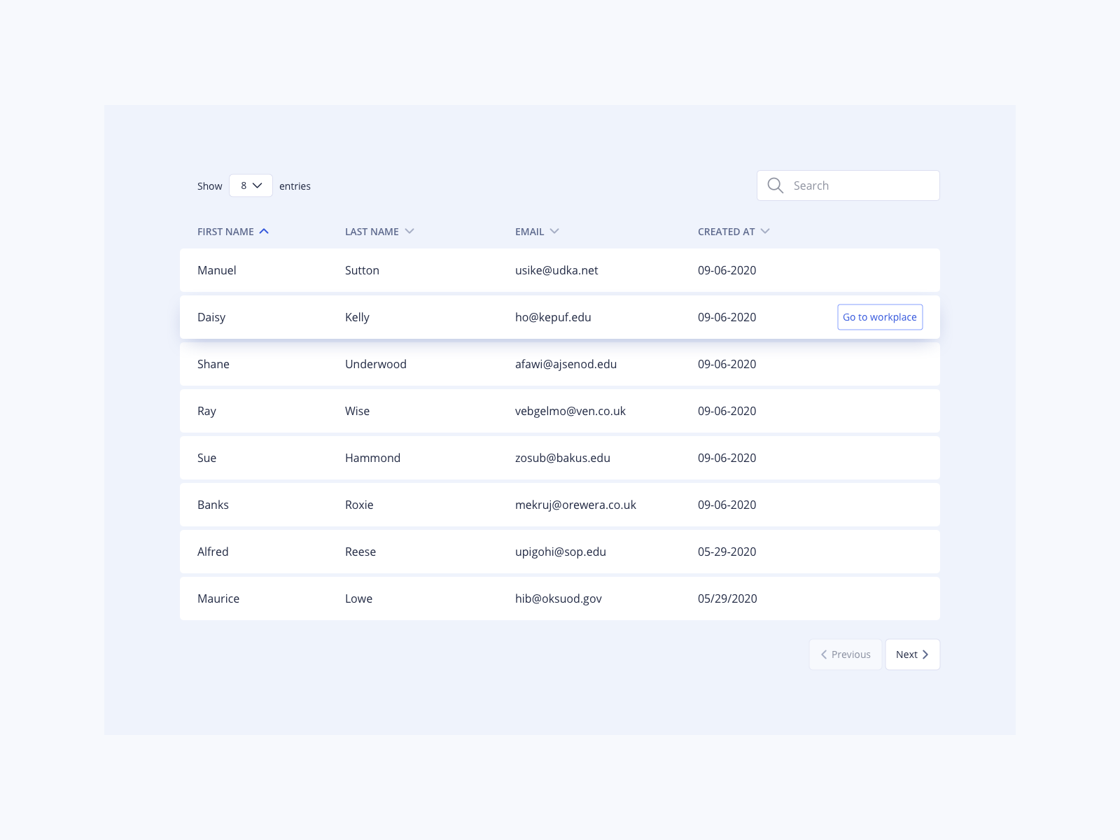 Table UI Design by Ildiko Gaspar on Dribbble