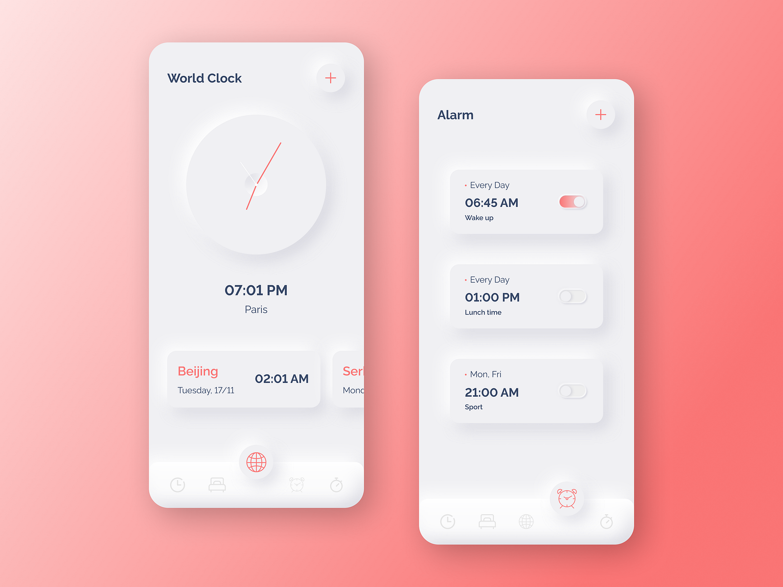 Neumorphic Clock App by Pierre Pavlovic on Dribbble
