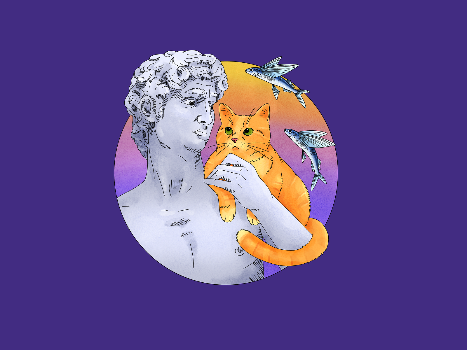 David and cat by Julia Maystruk on Dribbble
