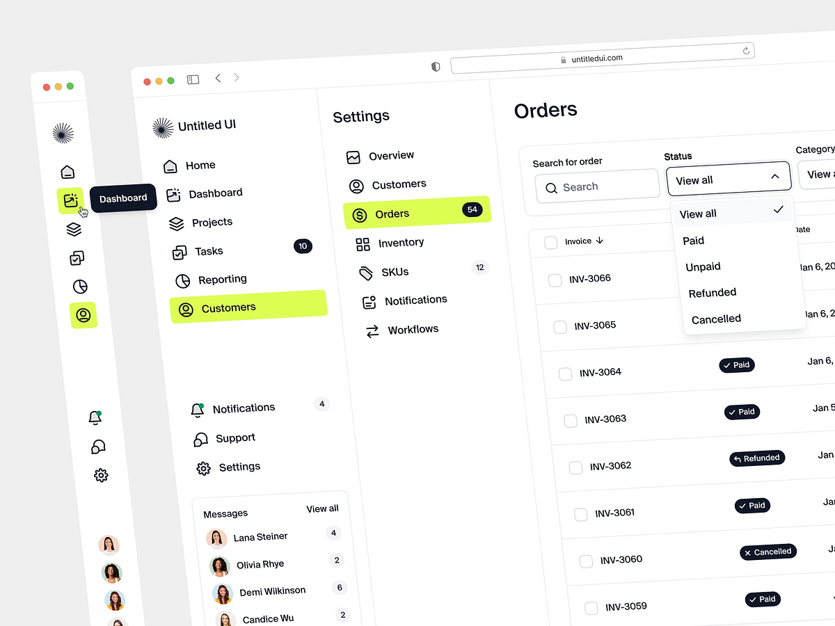 Orders and invoices — Untitled UI by Jordan Hughes® on Dribbble