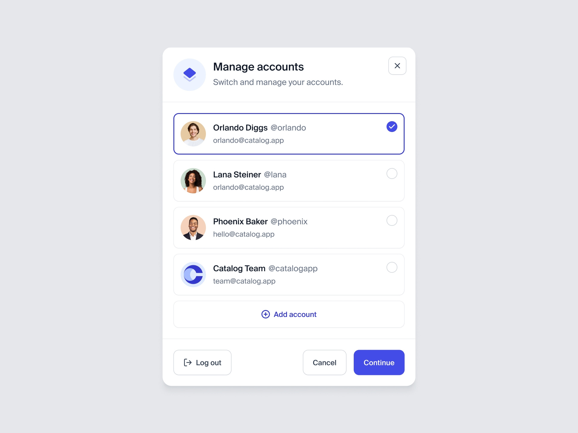 Accounts modal — Untitled UI by Jordan Hughes® on Dribbble