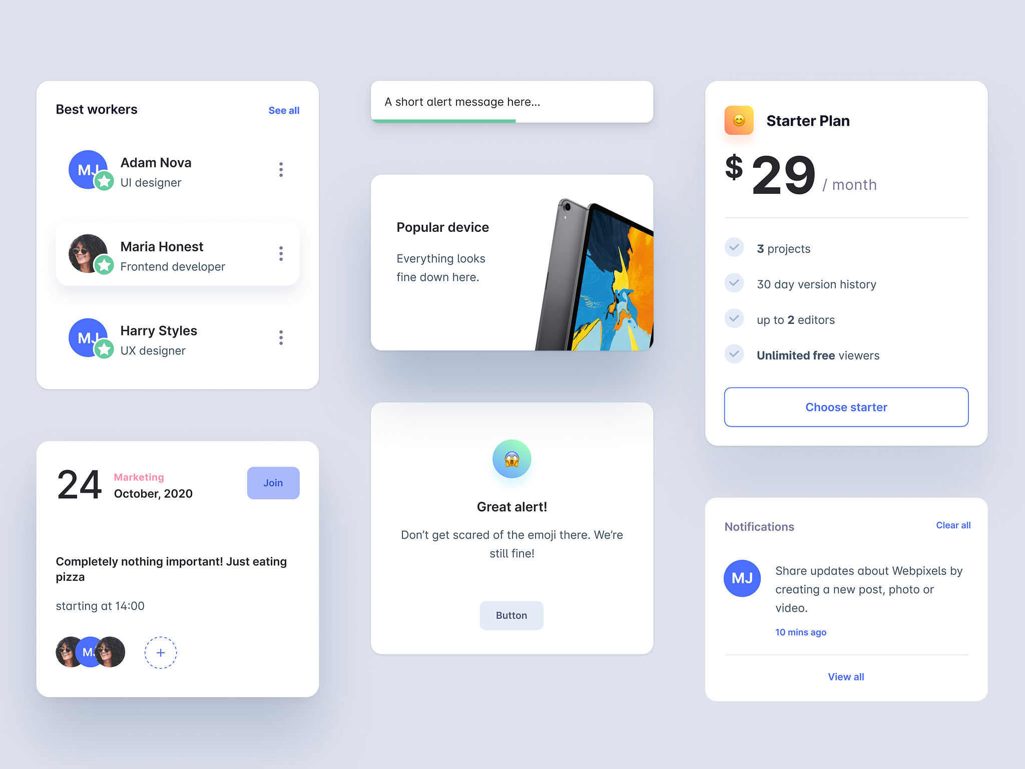 UI components by Magdalena Jablonka on Dribbble