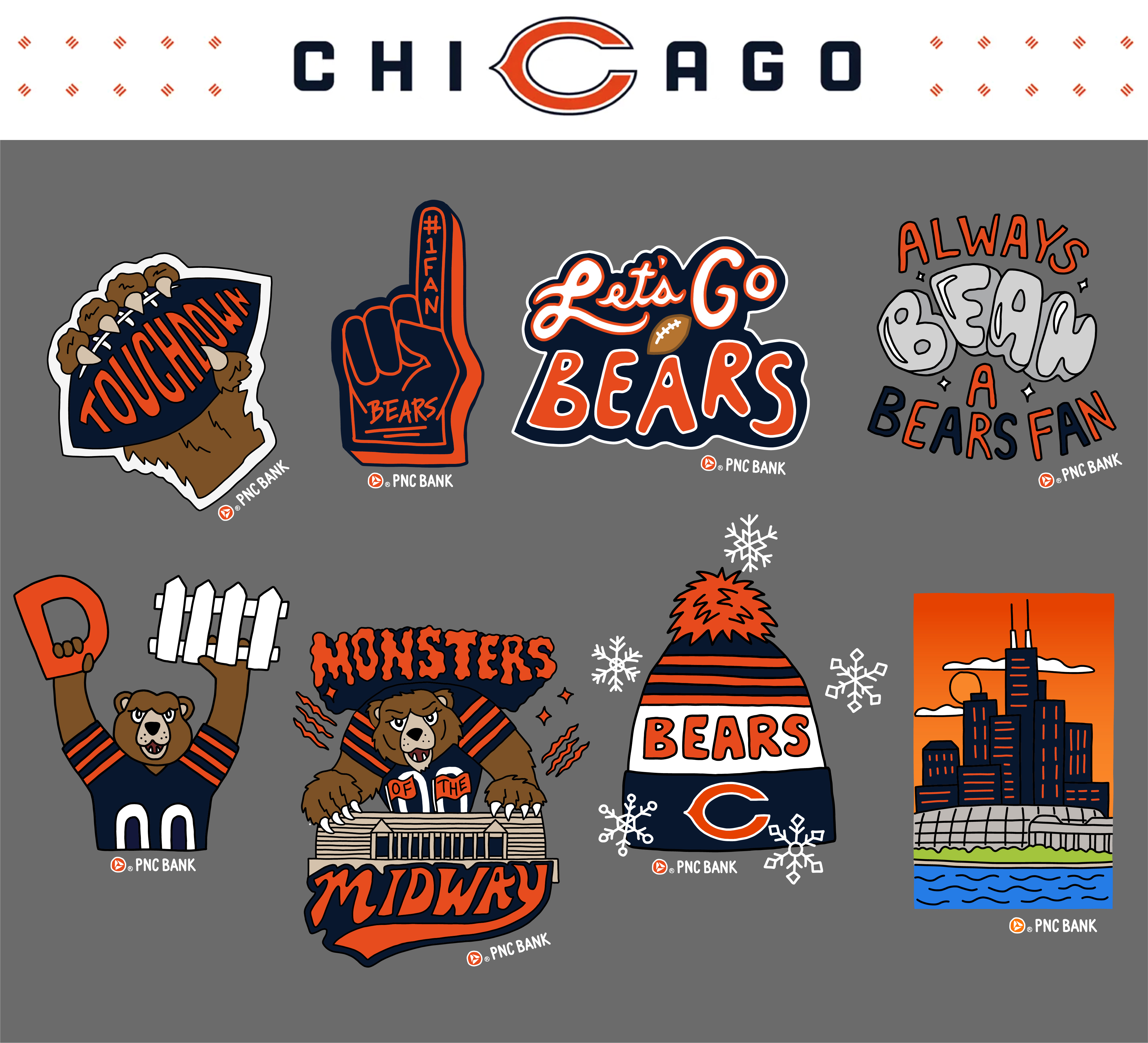 Illustrated GIFS for The Chicago Bears & PNC Bank by Lisa McCormick ...