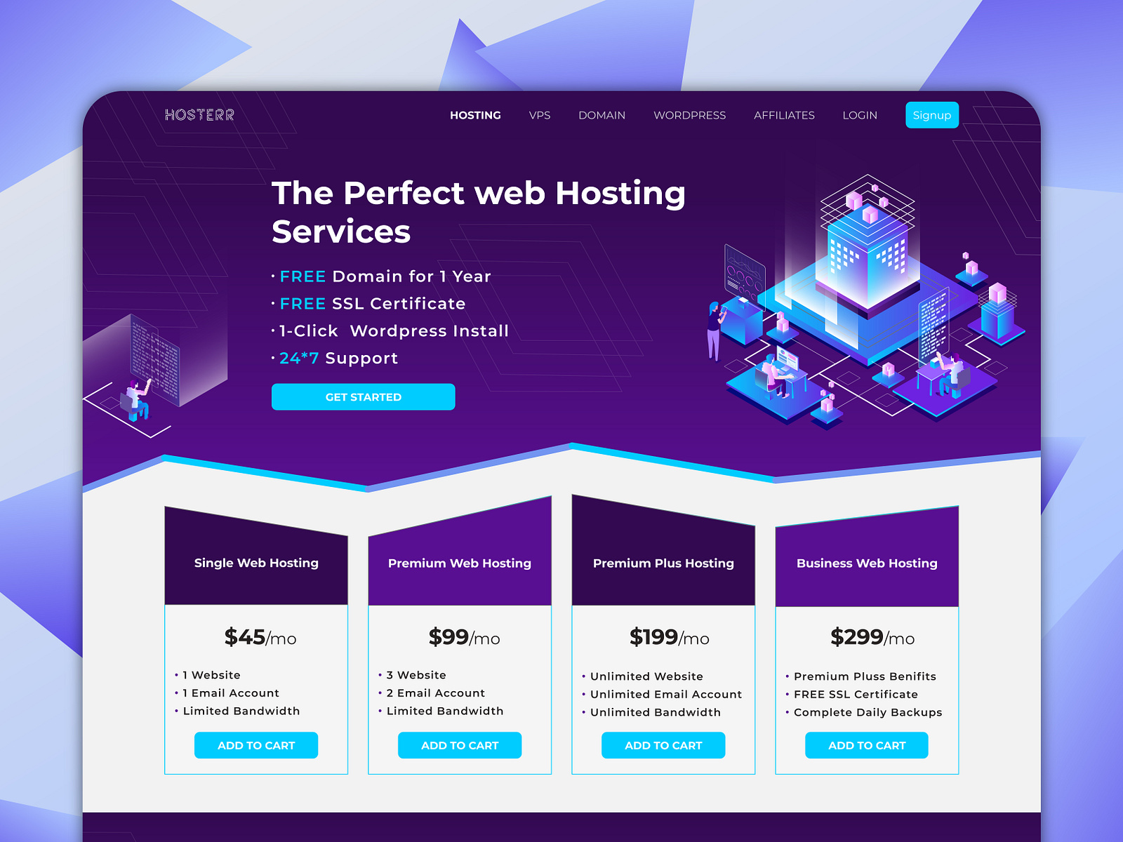 Hosterr website ui concept by Rahul Sharma on Dribbble