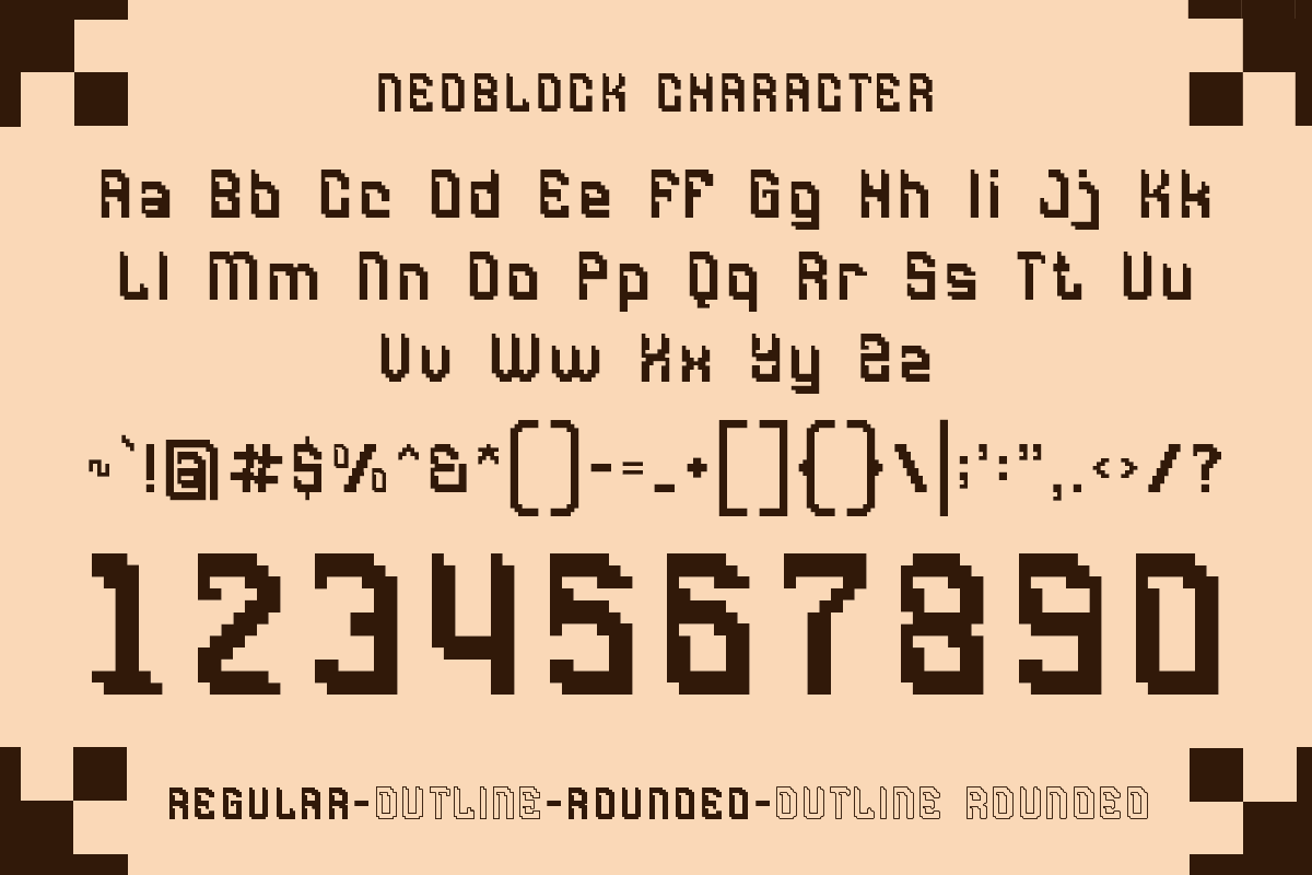 Neoblock - 5 Pixel Font Styles by Pandeka Studio on Dribbble