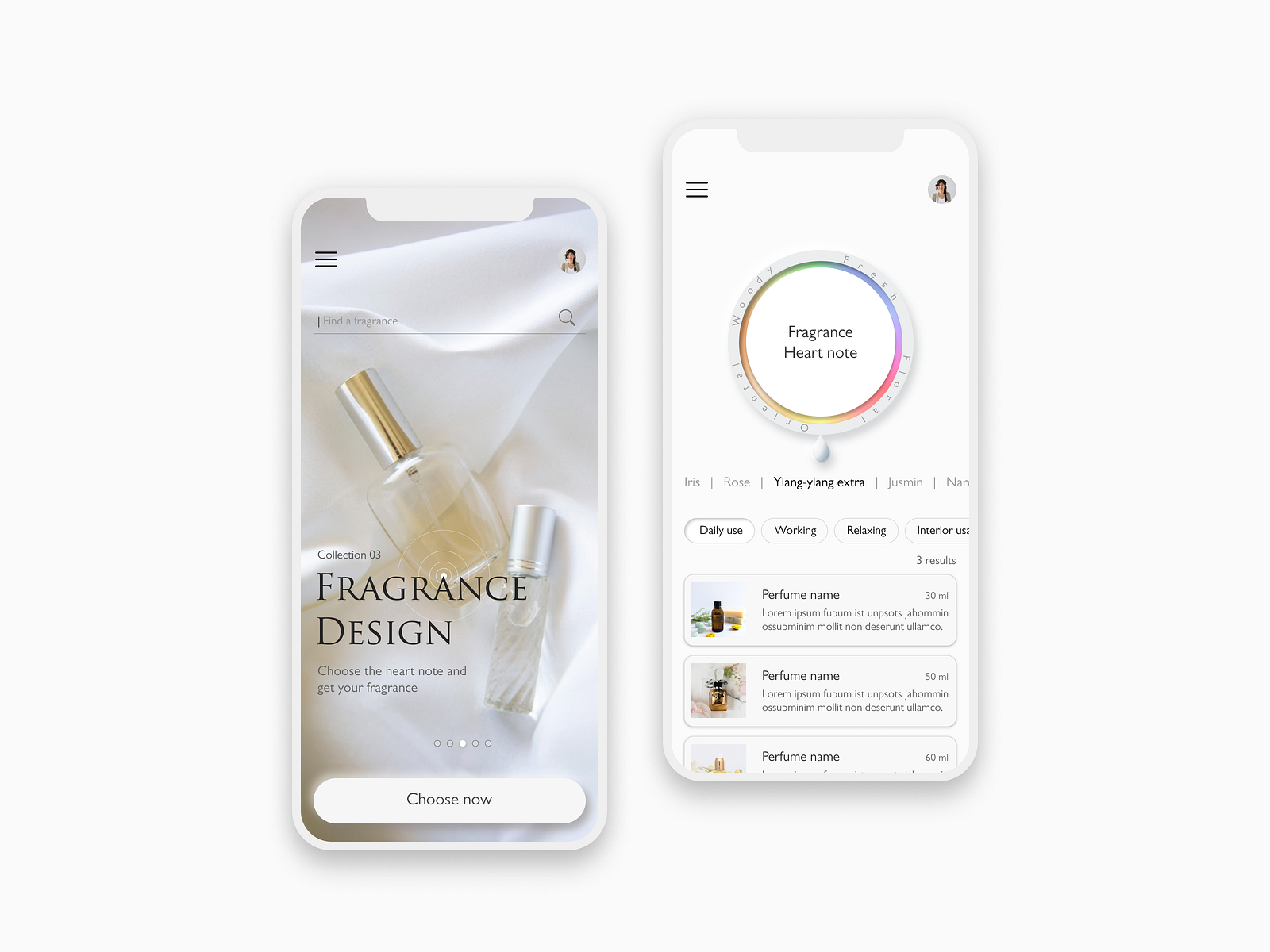 Fragrance choosing — UI UX by I-Ching CHEN on Dribbble