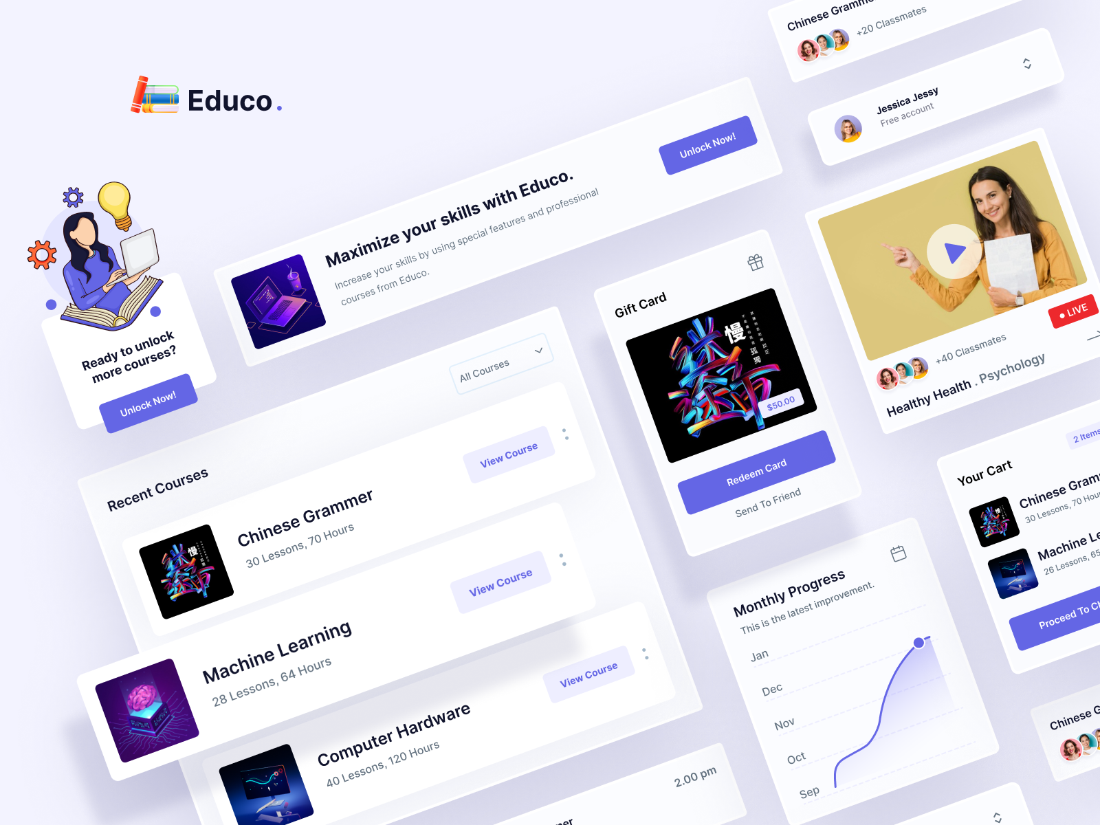Educo - eLearning Dashboard UI Kit by RH | Web & Mobile App Design ...