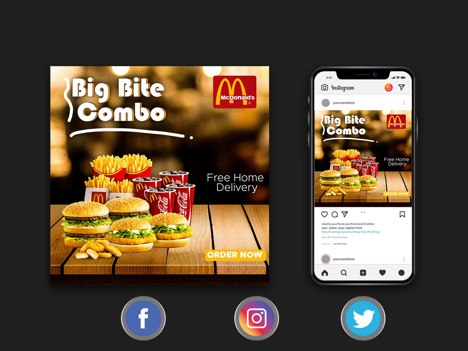 Fast food ad design- Facebook post by Faheem on Dribbble
