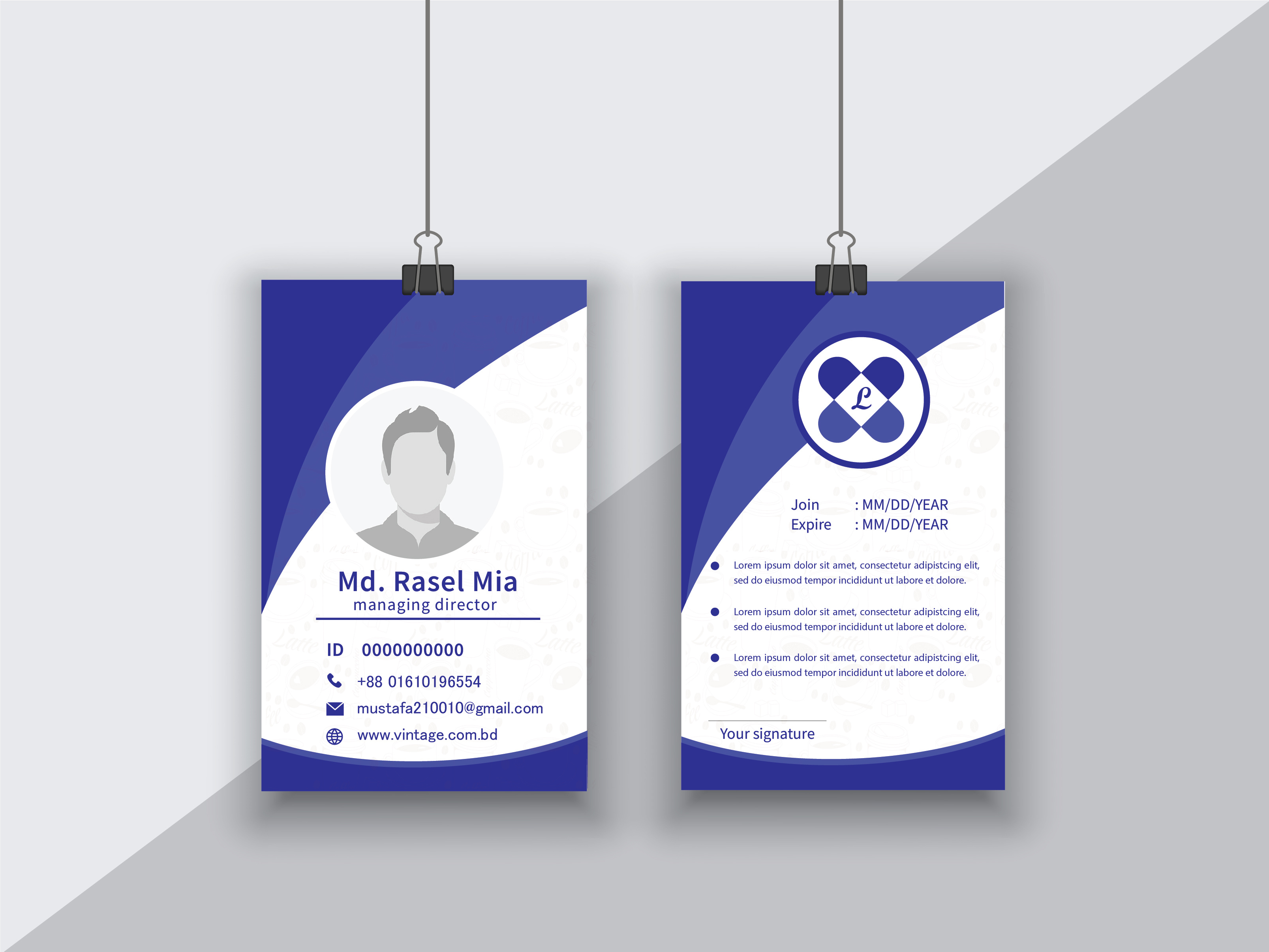 ID card design for client by Tarek Rahim Kebria on Dribbble