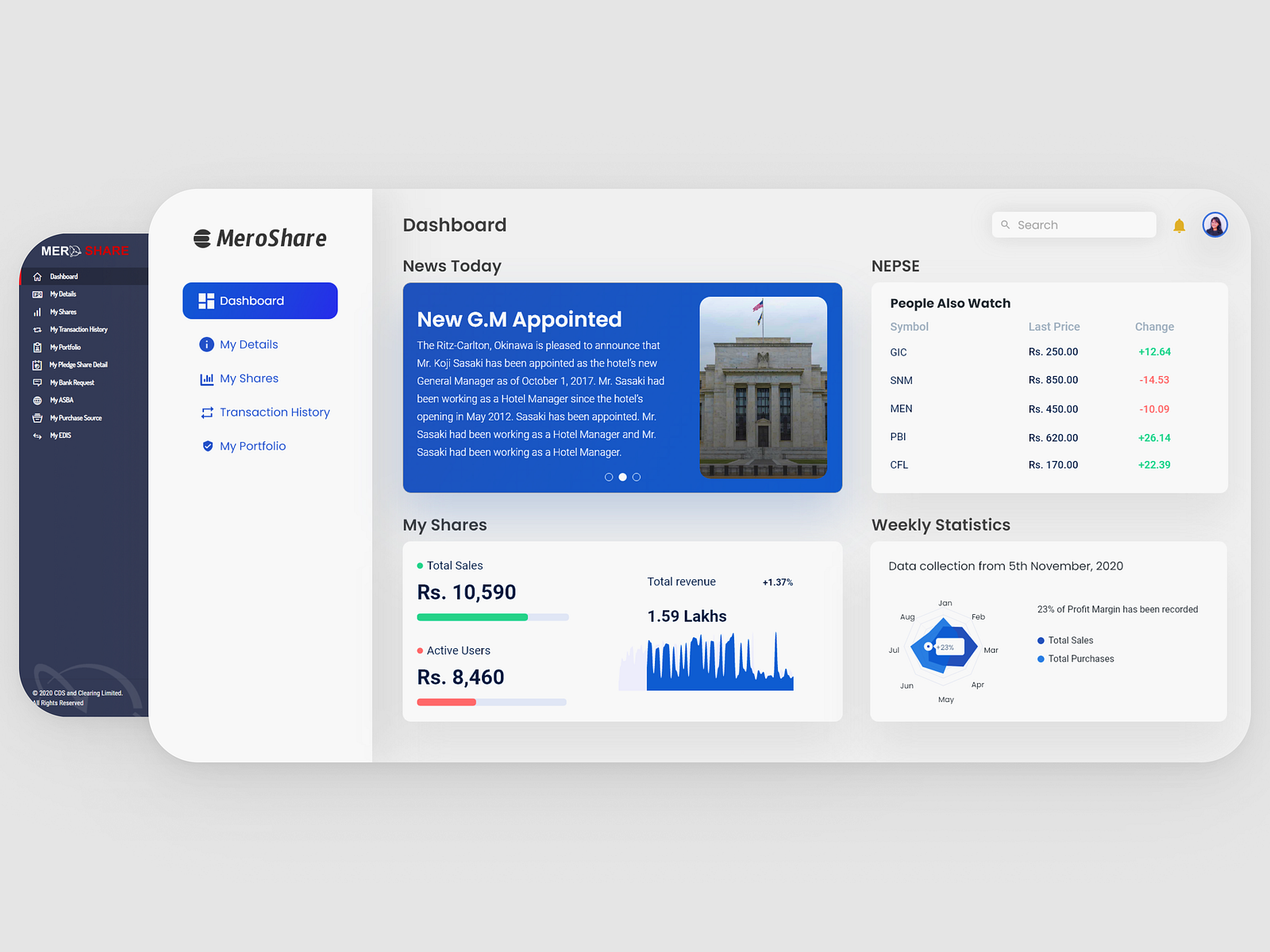 Meroshare Nepal Dashoboard Redesign by Sumedh Bajracharya on Dribbble