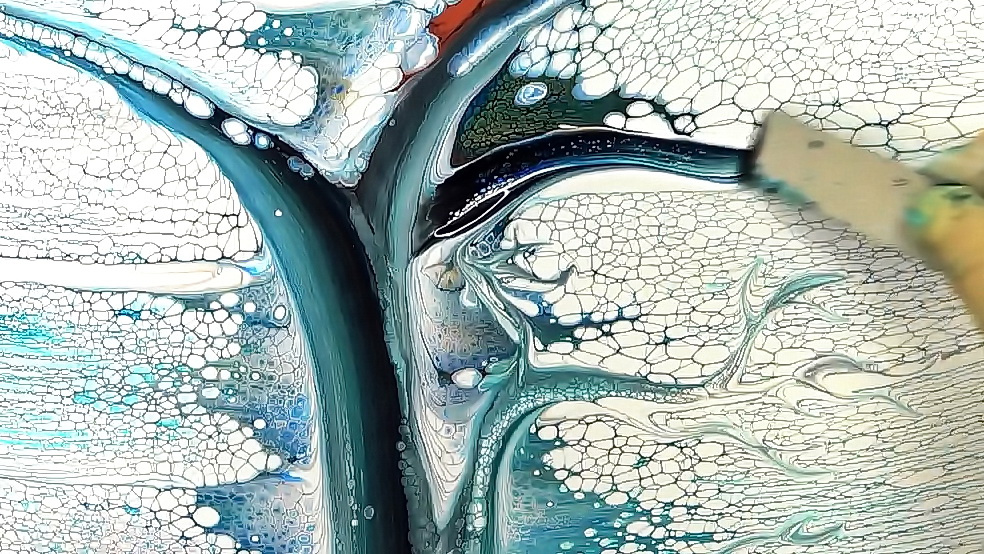 Snowy Tree Tree Swipe Acrylic Pouring Technique Fluid Art By