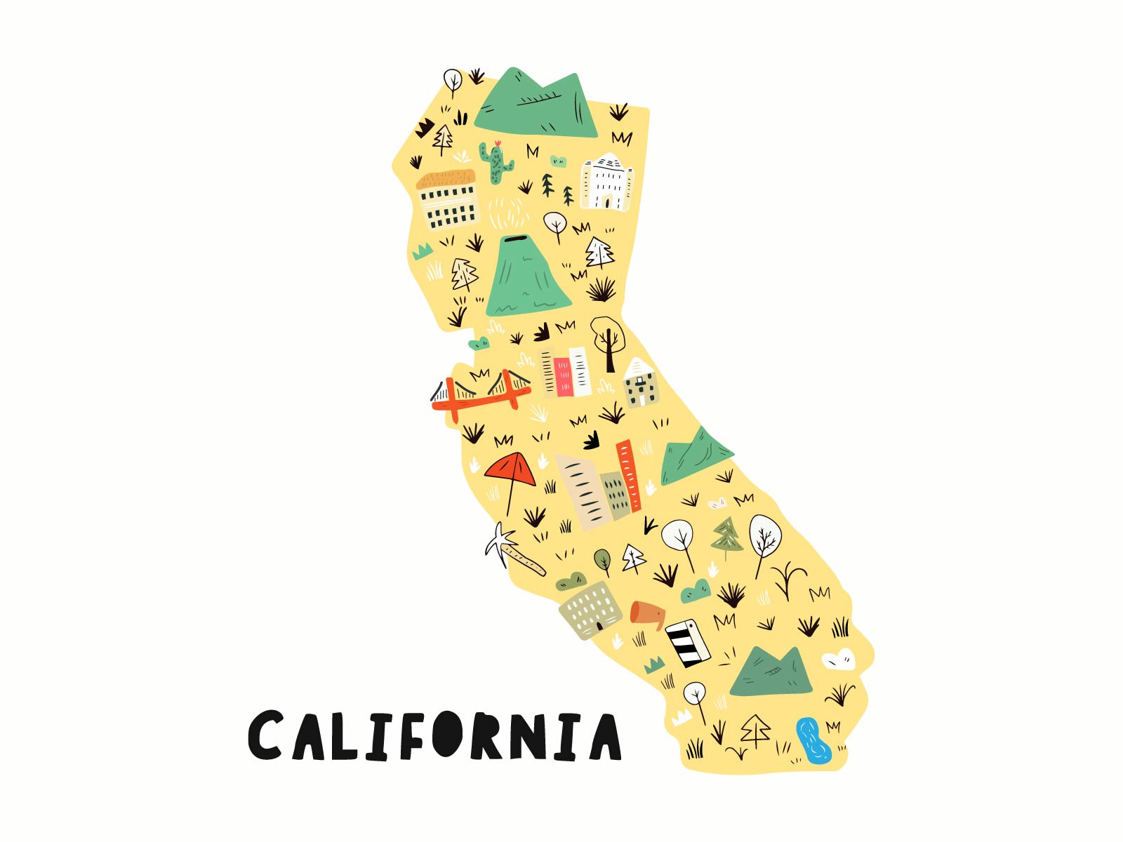 illustrated map of California. by Ashiya Pixel on Dribbble