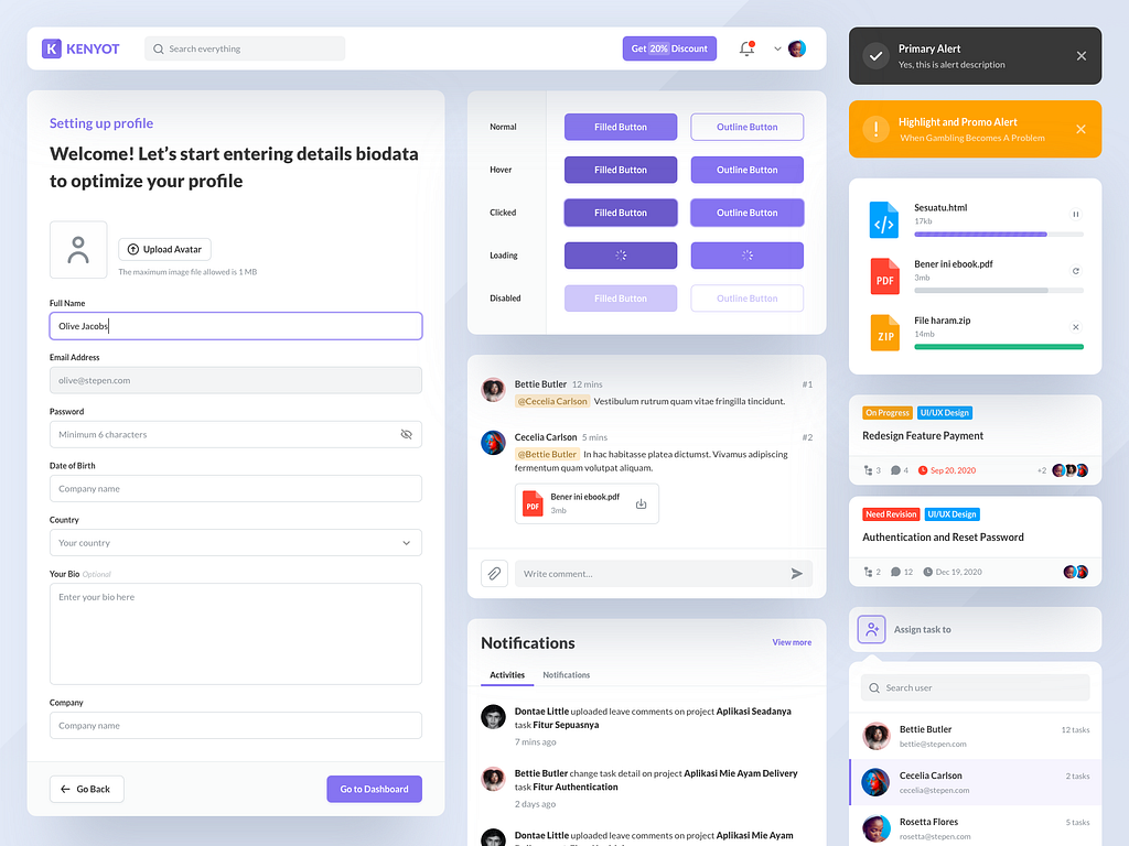 UI Elements Project management by Jordan Alfarishy on Dribbble