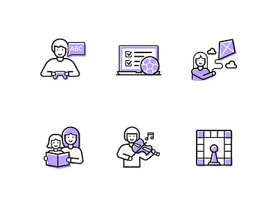 Activities for kids line icons by Boyko on Dribbble
