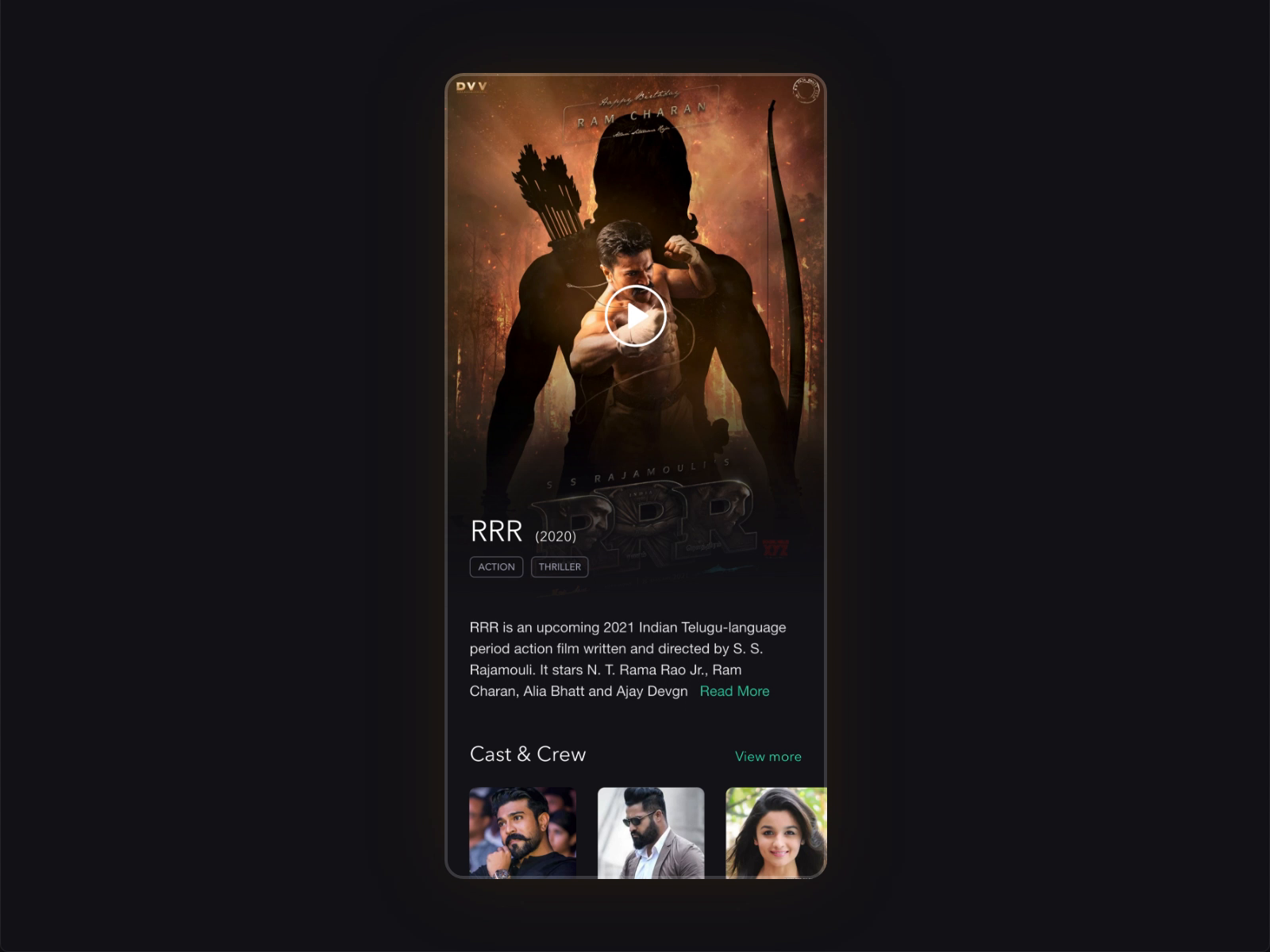 RRR movie Mobile app by Rushabh Patel on Dribbble