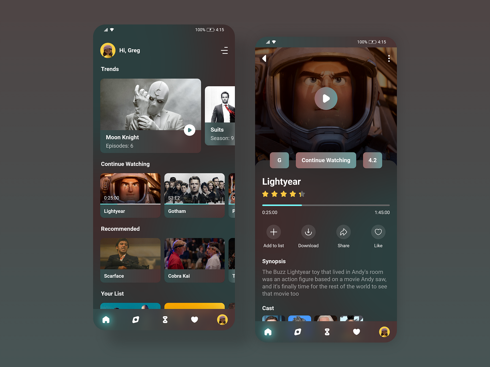 Movie Streaming App Concept 🍿 by Greg Aller 💎 on Dribbble