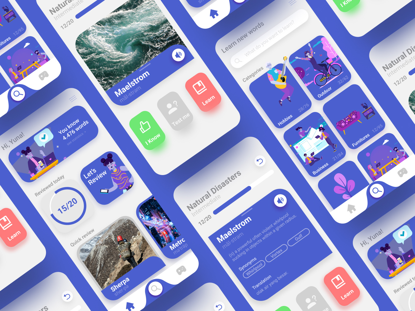 English Vocabulary Learning App UI by Kelvin Alfianza on Dribbble