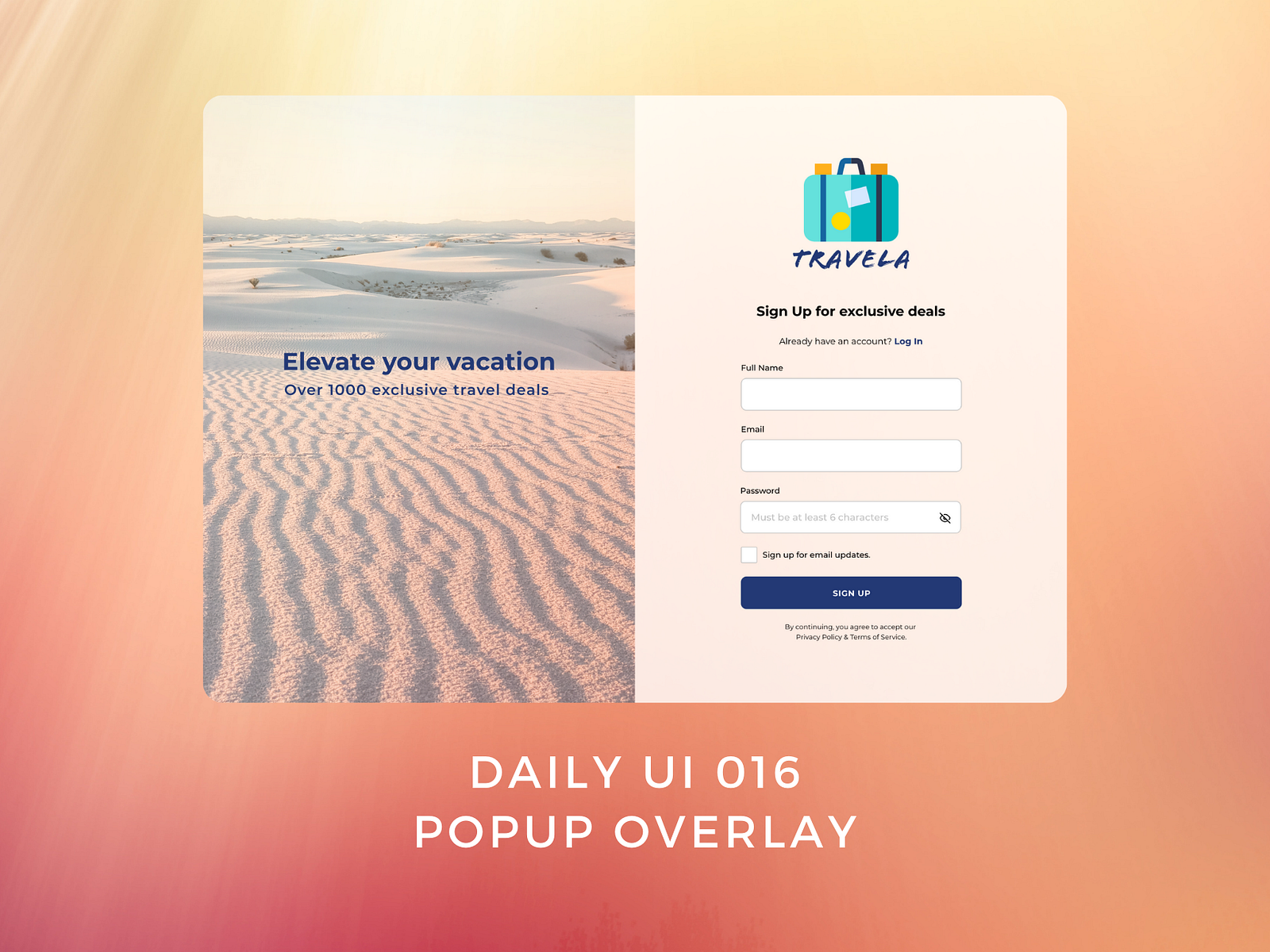 Daily UI 016 popup overlay by Nicole on Dribbble