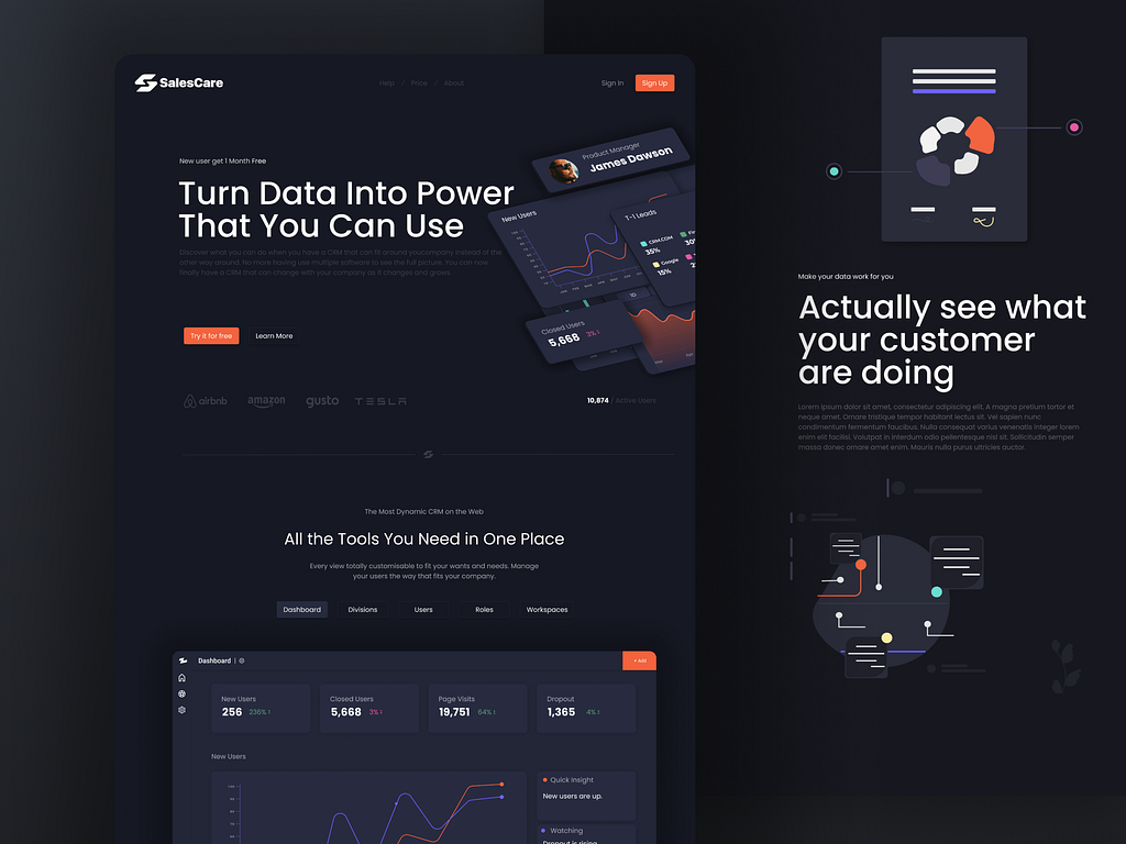 Dark Theme Marketing Page by Jared Zitting on Dribbble