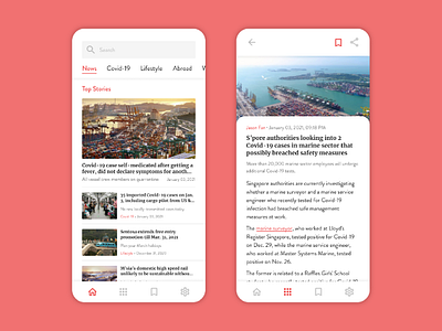 News Article App UI by Arissa on Dribbble