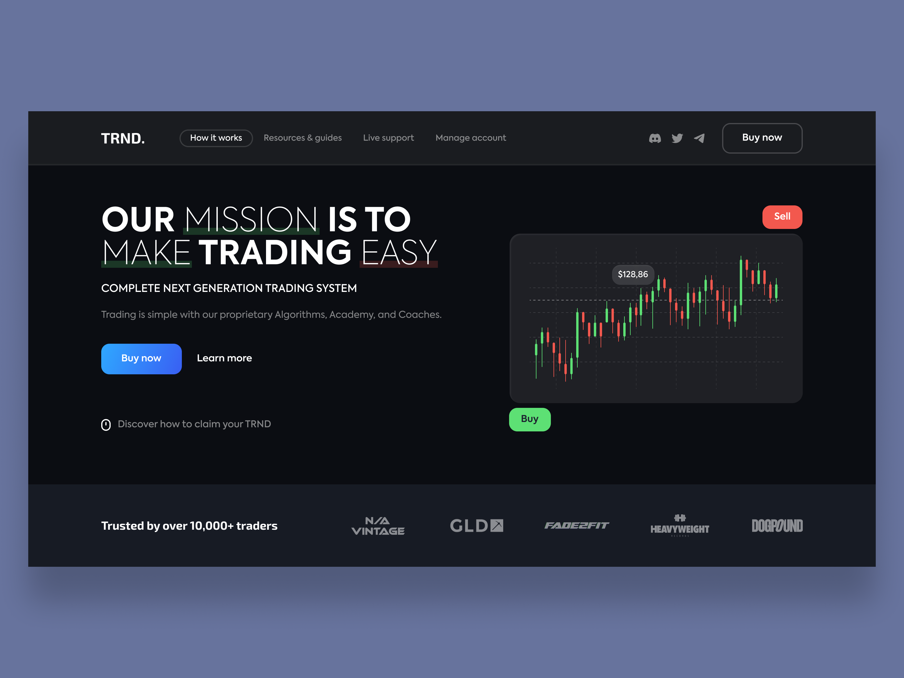 TRND trading: hero header section design by Mehdi Bagheri for Ace ...