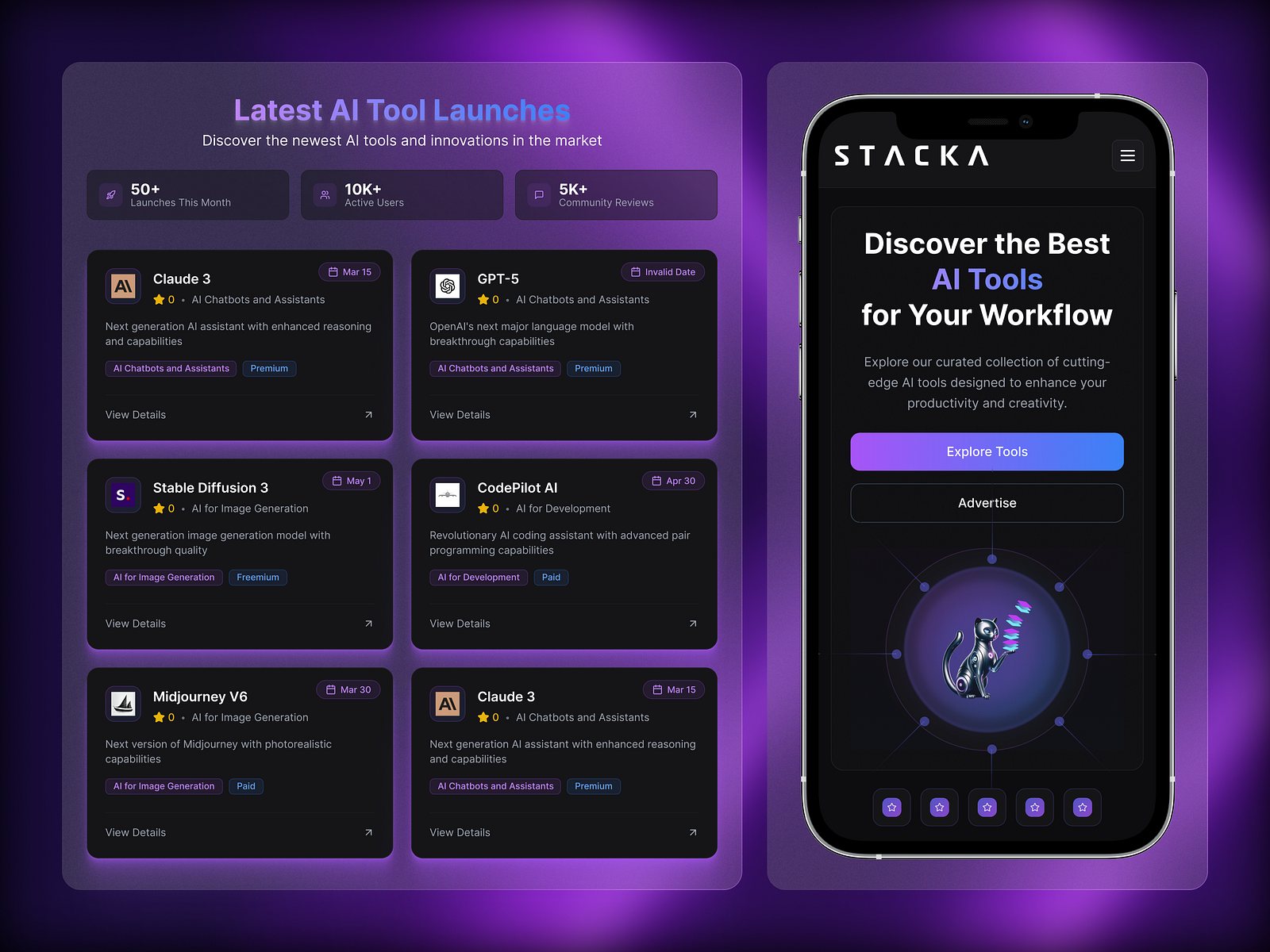 Stacka: The Ultimate AI Tools Hub! by WebBuddy on Dribbble