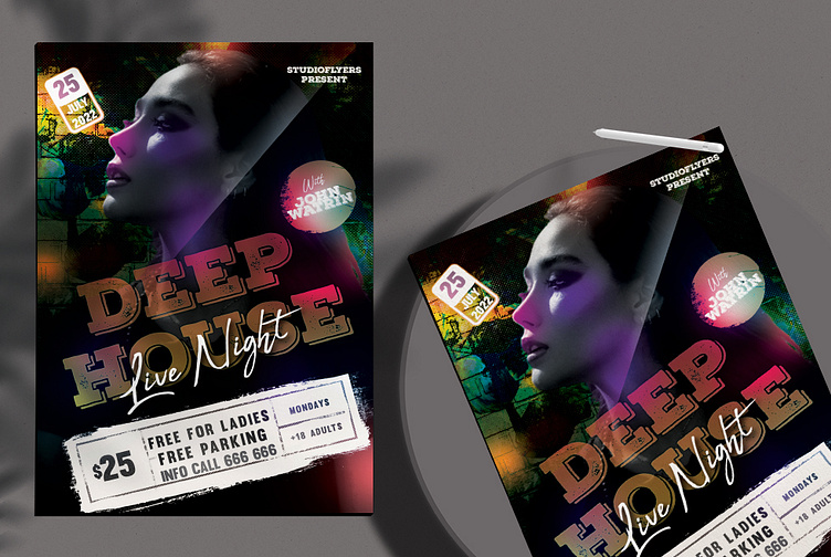 Deep House Live Night Free Flyer PSD Template by Studio Flyers on Dribbble