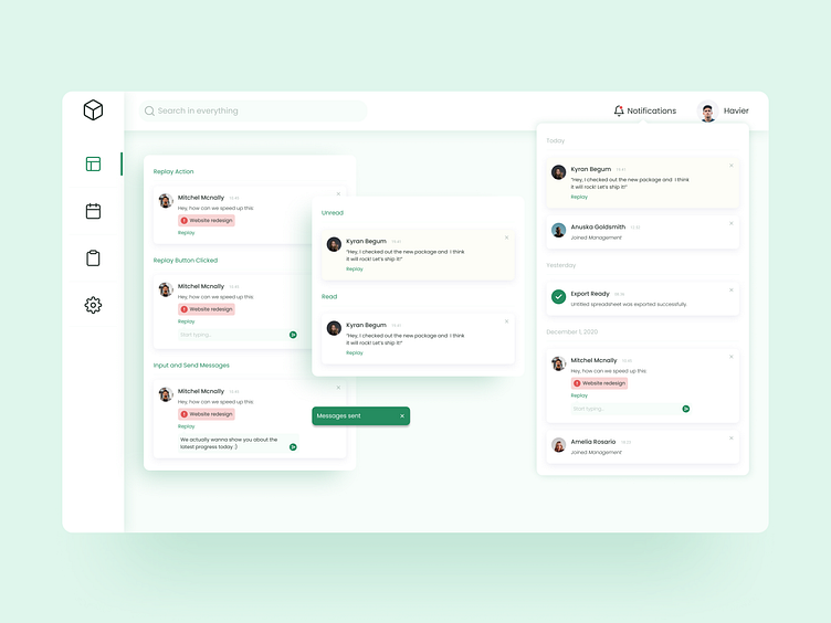 Notifications and Messages - Web App Design by Olivia Permatasari on ...