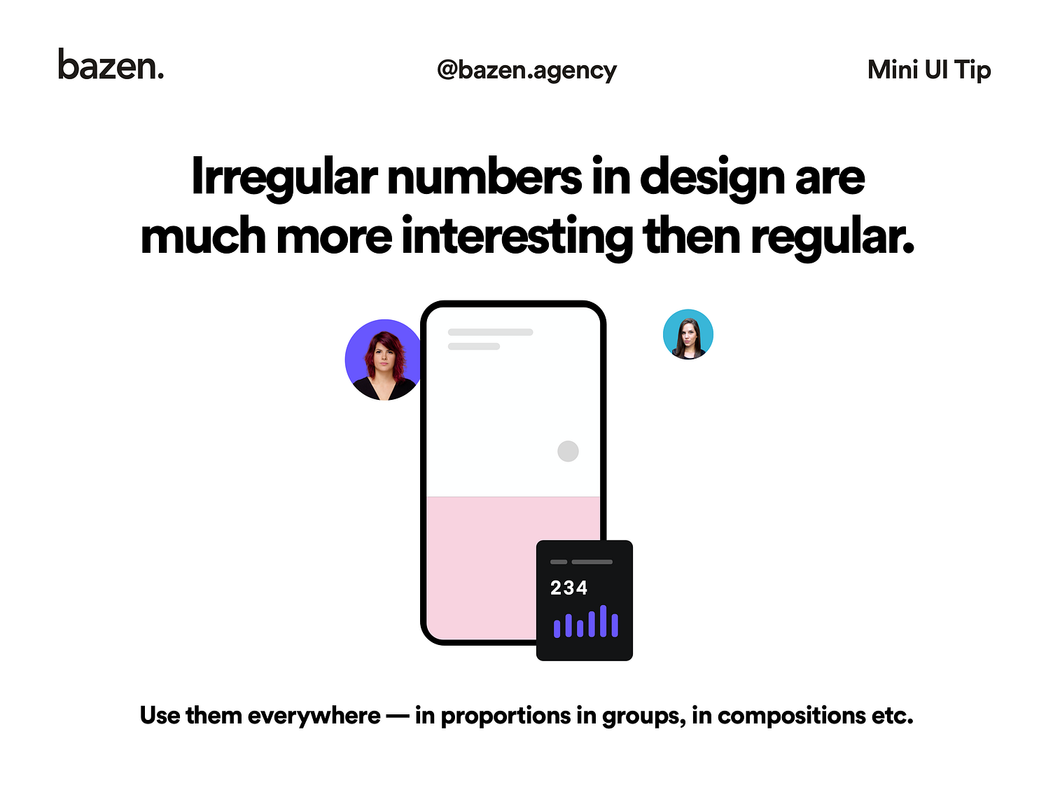 Mini UI Tip - Irregular vs. regular numbers by bazen.talks on Dribbble