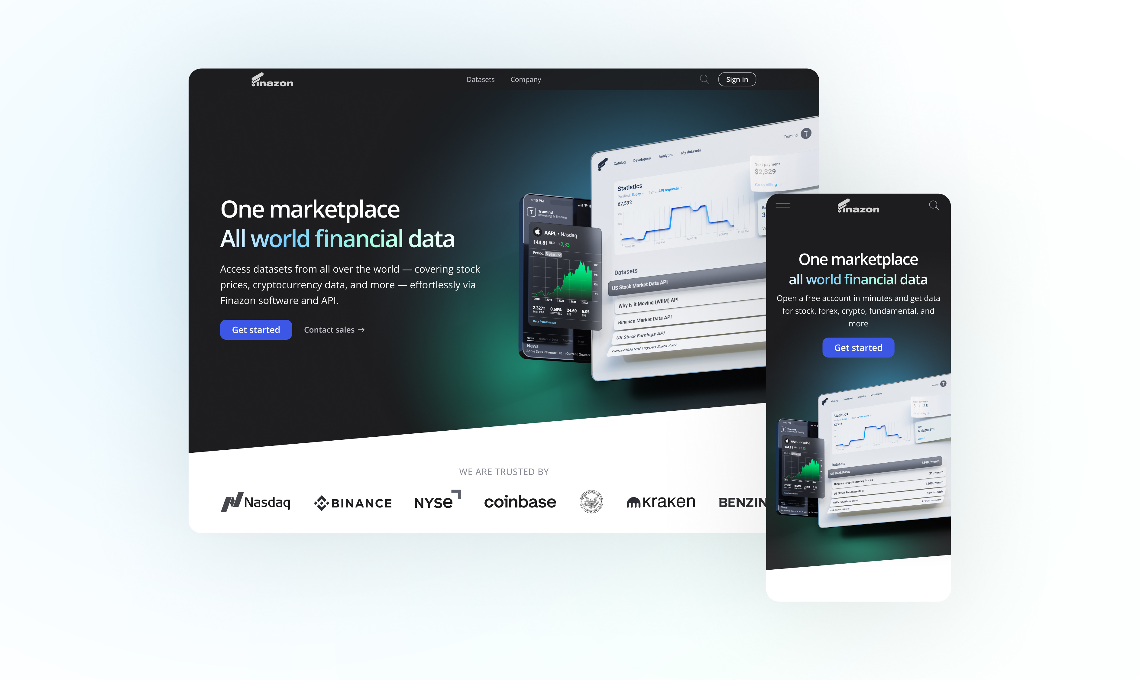 Financial marketplace design for Finazon by mauash on Dribbble