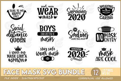 Face Mask Svg Bundle designs, themes, templates and downloadable ...