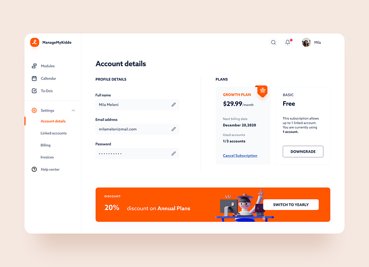 Account Details Dashboard by Anna Paraniak on Dribbble