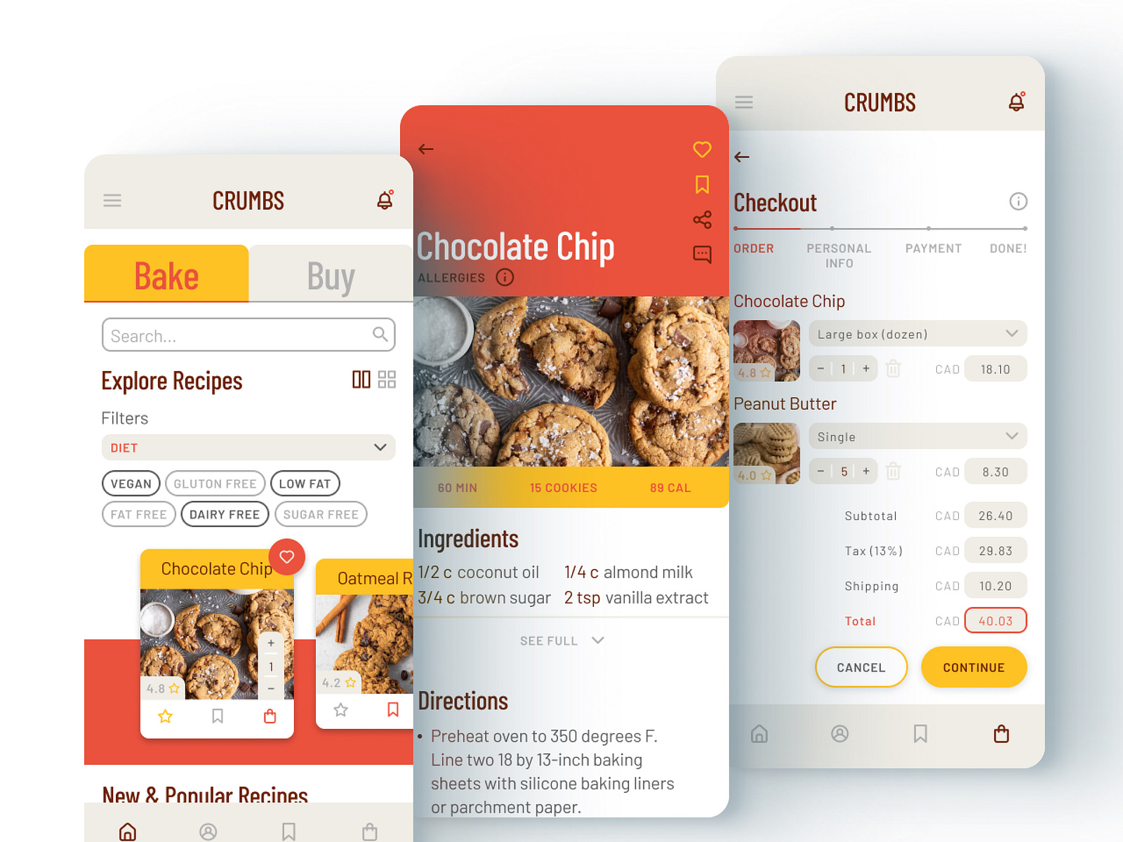 Cookie 'Crumbs' App Design by Mujda Hakime on Dribbble