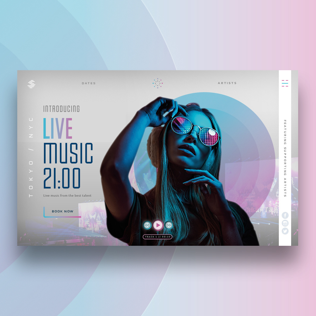 Live music website design by Scott Jukes on Dribbble