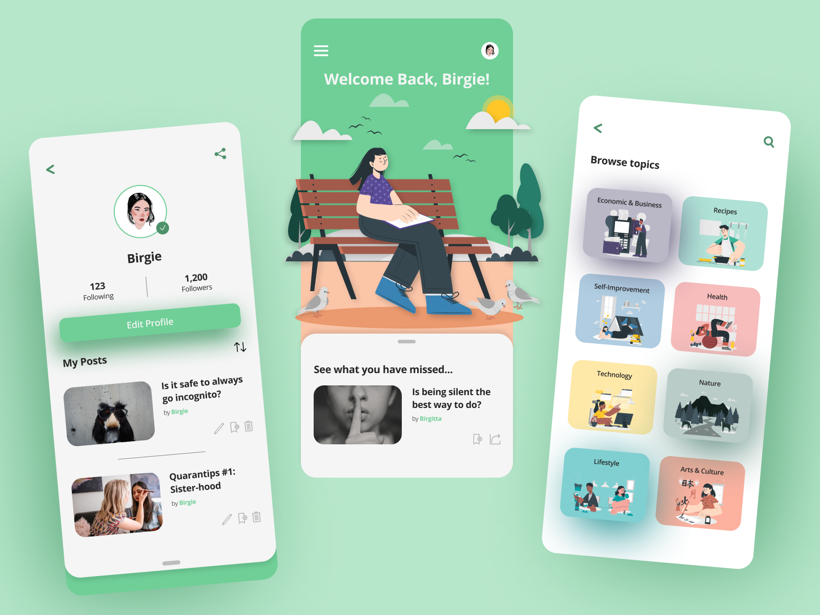 BLOG APP UI by Birgitta Vania on Dribbble