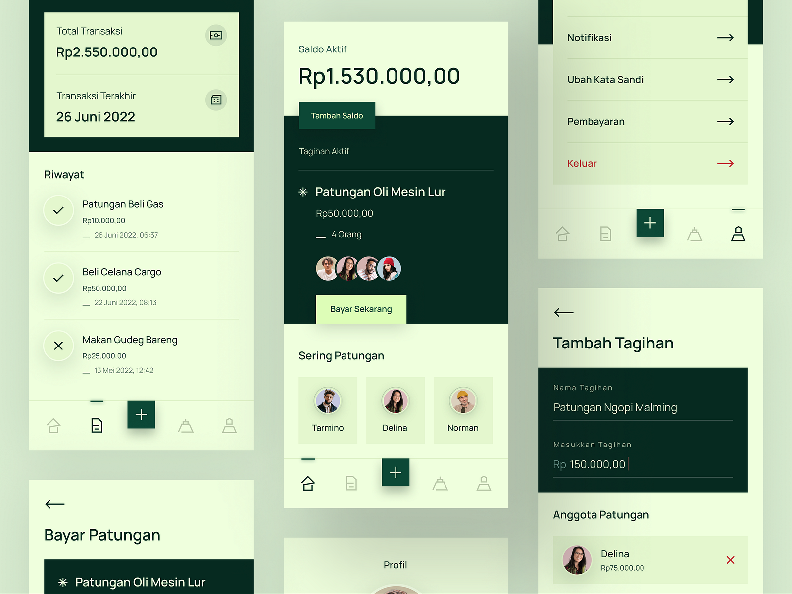 Split Bill App (More Screens!) by Farrel Putra on Dribbble