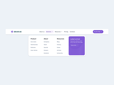 Navigation bar - Zeus Web UI Kit by Nick Rybak for Foursets on Dribbble